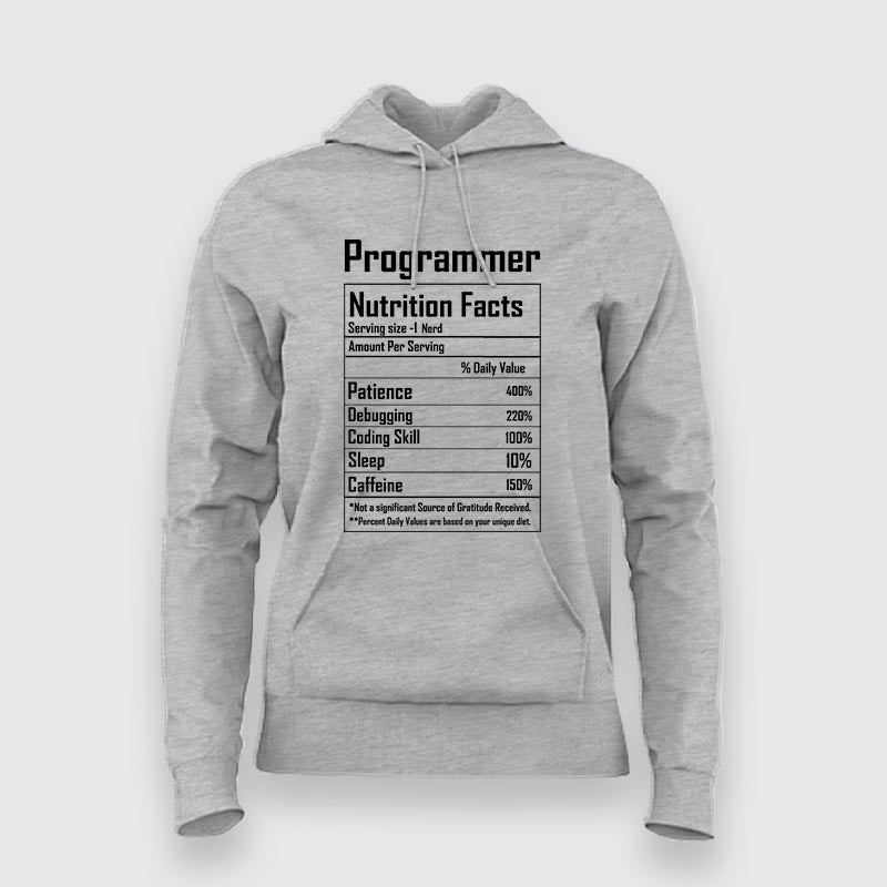 programmer Nutritional Values Funny Nutrition Facts Hoodies For Women – TEEZ.in