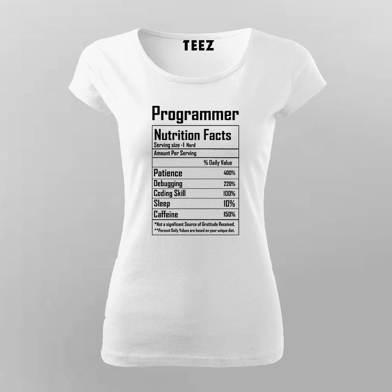 programmer Nutritional Values Funny Nutrition Facts T-Shirt For Women – TEEZ.in
