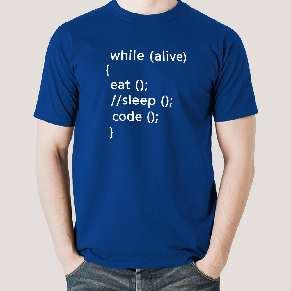 While Alive Eat, Sleep, Code Men's Programming T-shirt – TEEZ.in